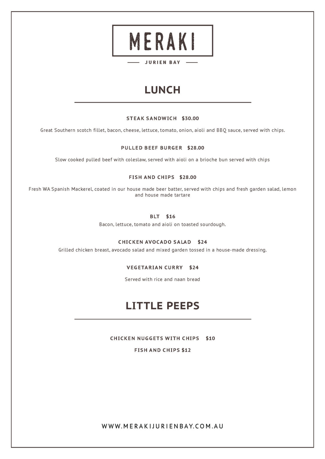 Menu - Meraki Cafe | Meraki Restaurant