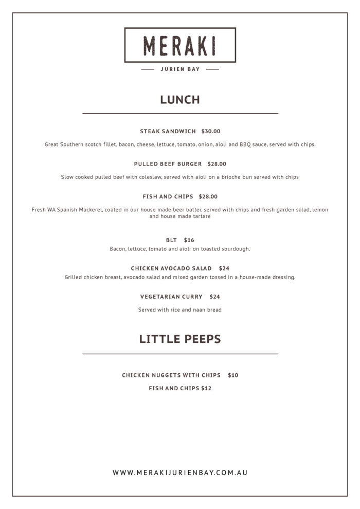 Menu - Meraki Cafe | Meraki Restaurant