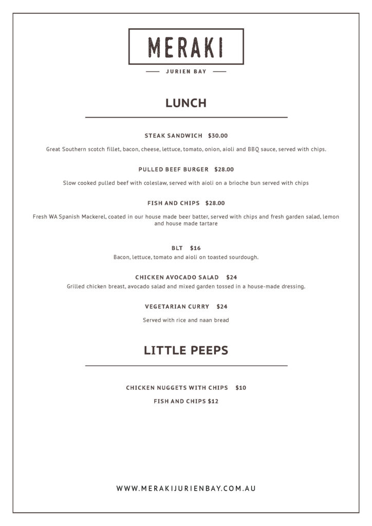 Menu - Meraki Cafe | Meraki Restaurant